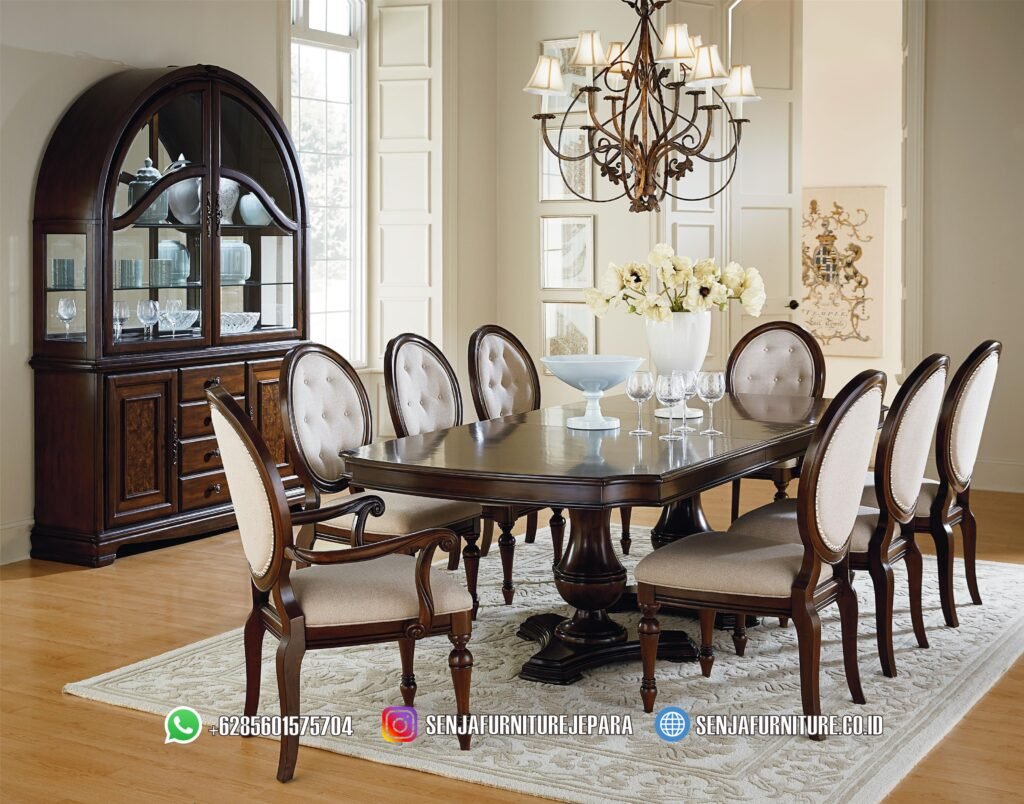 Perfect Meja Makan Jati Klasik Oval American Style
