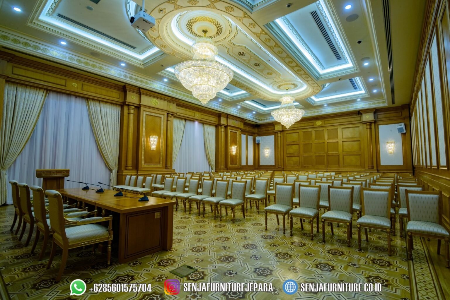Kursi Meja Meeting Kantor Ruang Rapat DPR RI Jati Klasik