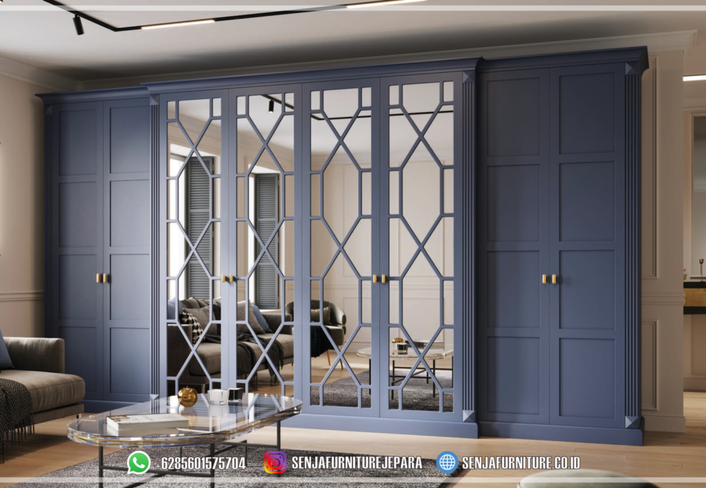Wardrobe Lemari Pakaian Minimalis Desain Modern Teal Blue